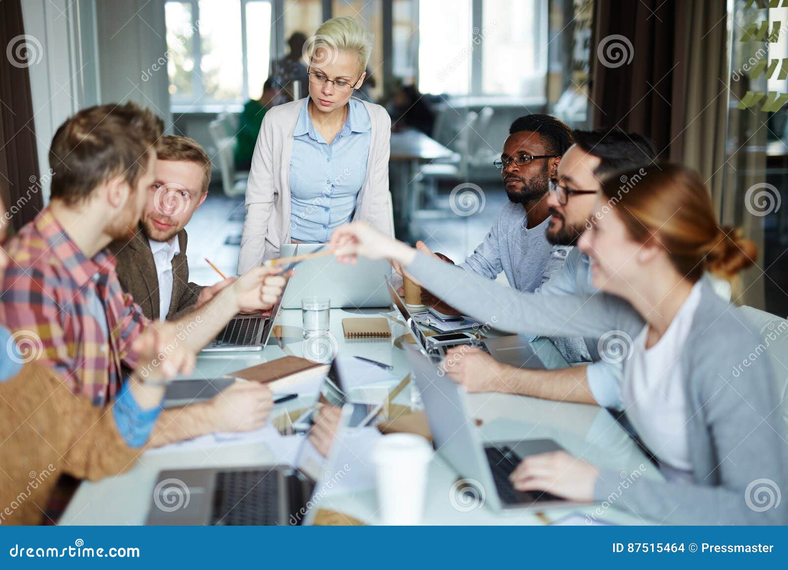 Programmers in boardroom stock photo. Image of laptop - 87515464