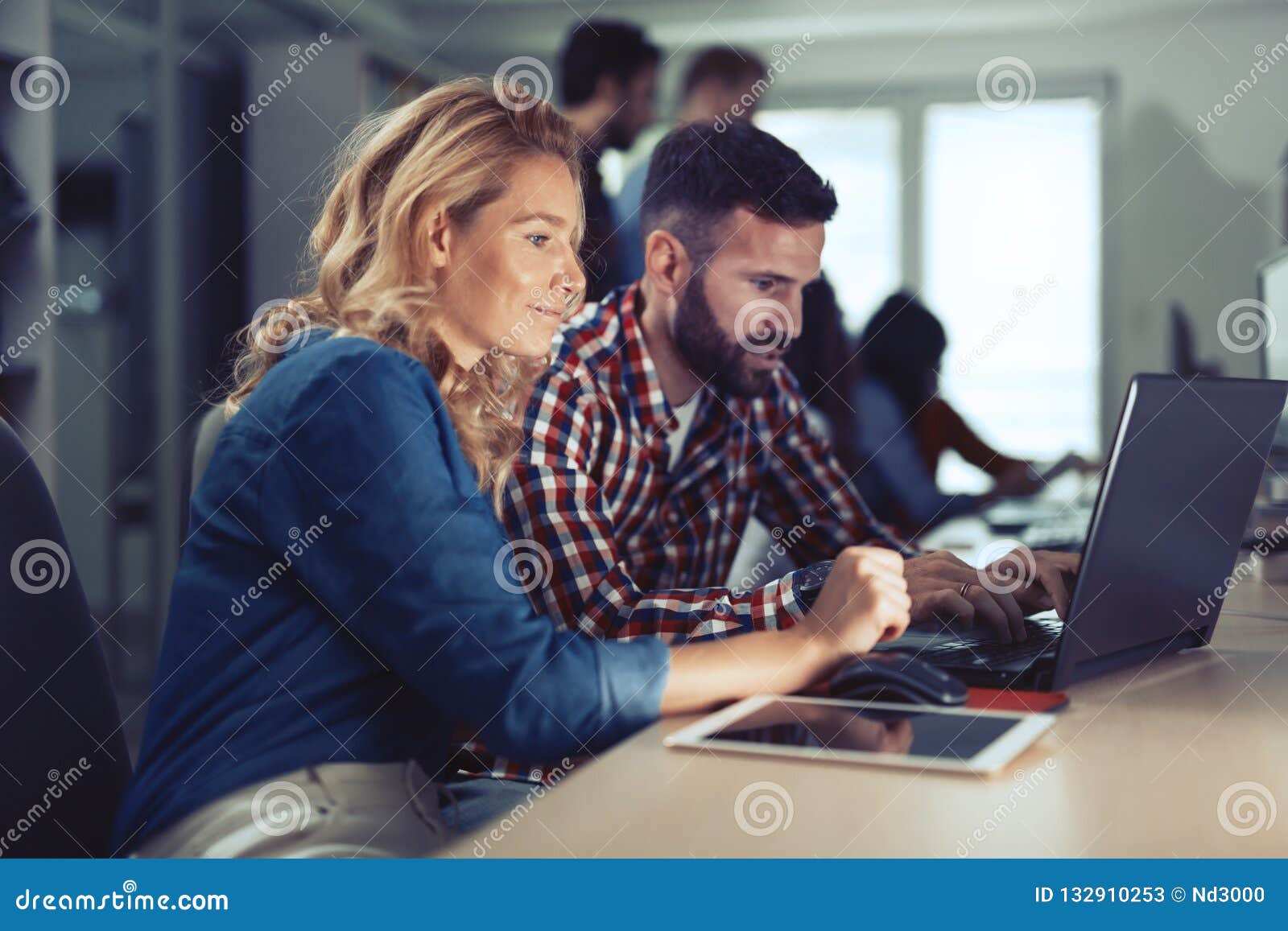 Colleagues Working Together in Company Office Stock Image - Image of ...