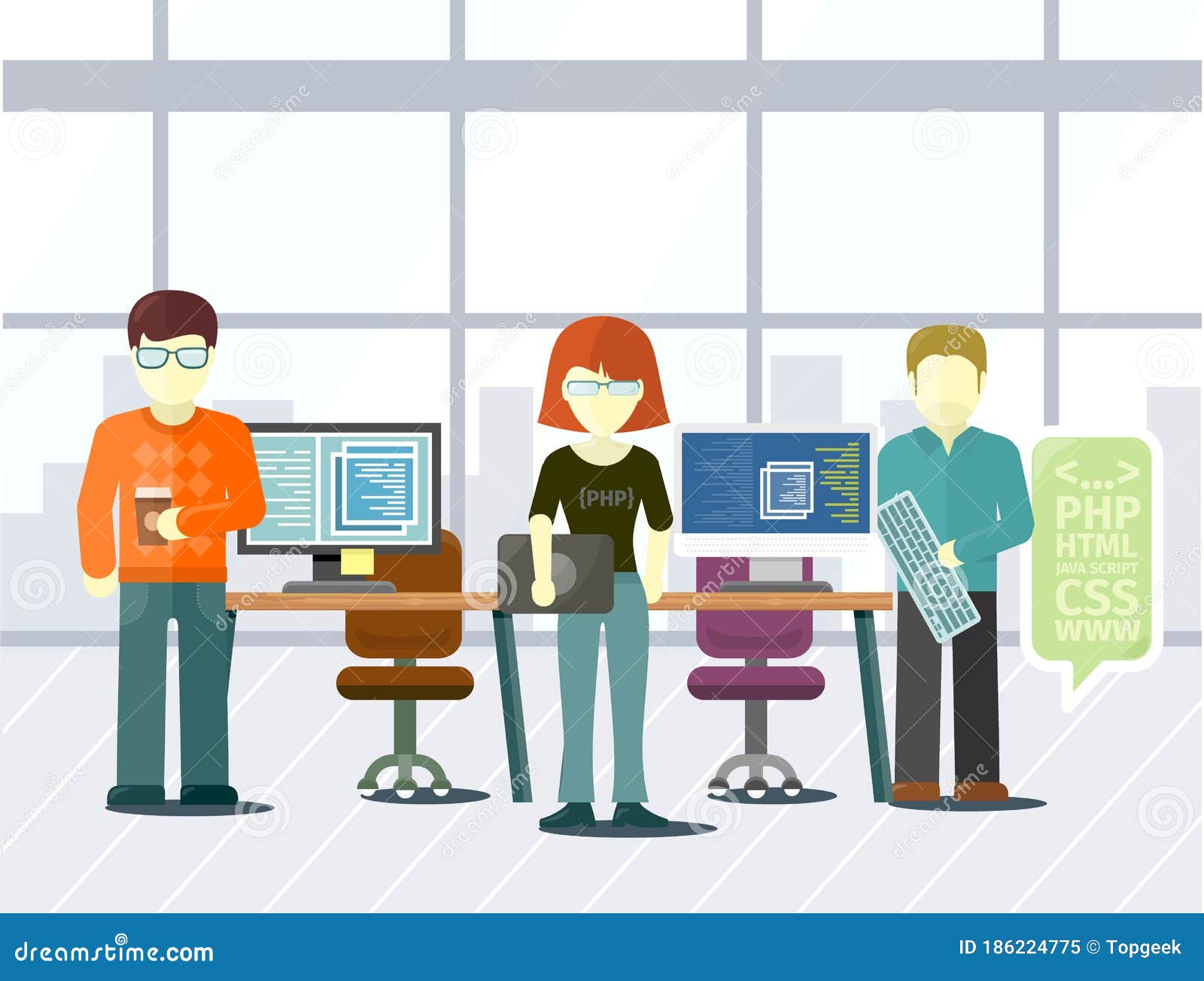 Programmers Coding in Computer, Develop Vector Stock Vector ...