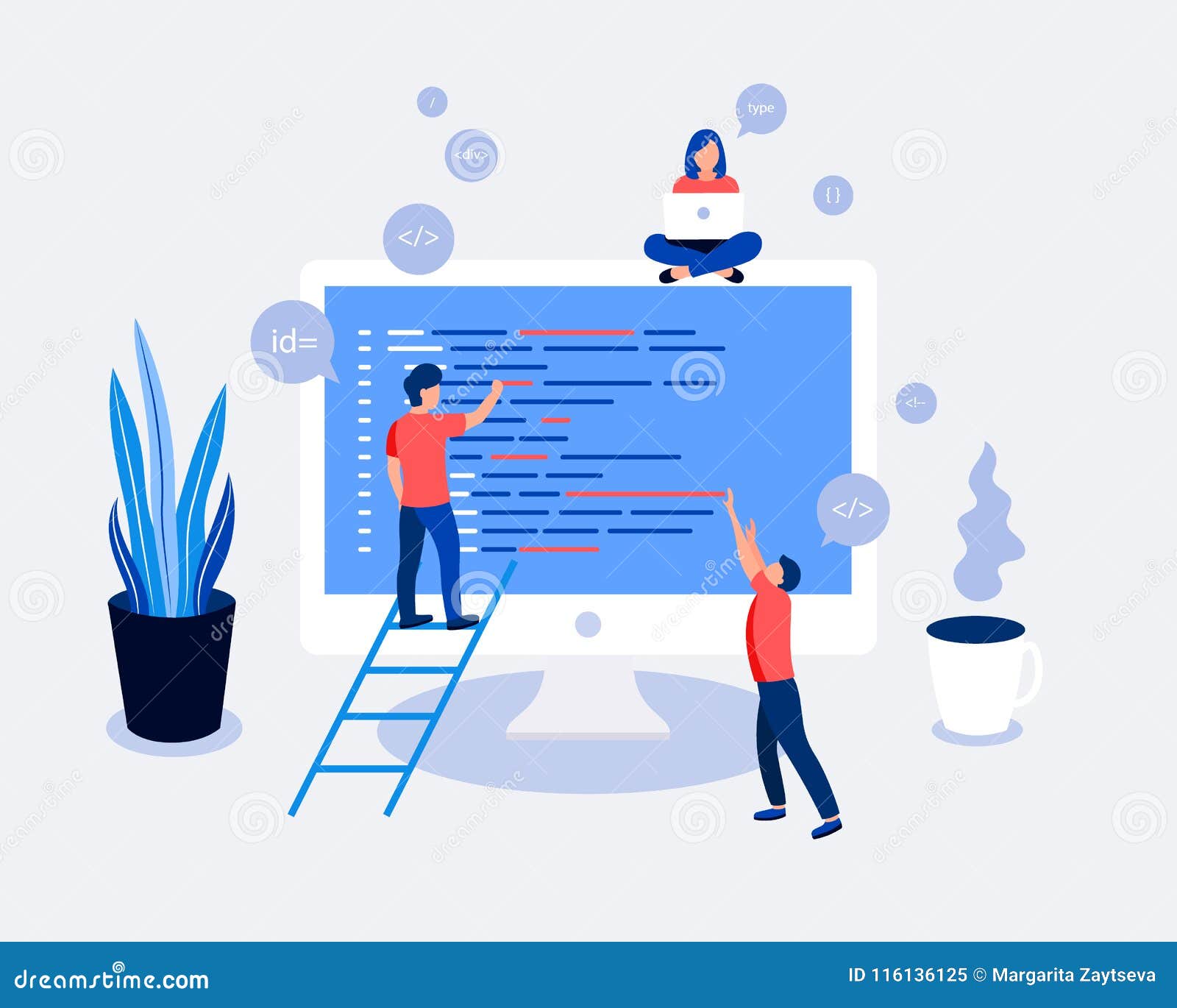 Programmers Coding And Correct Errors In Project Stock Vector Illustration Of Hacker Script