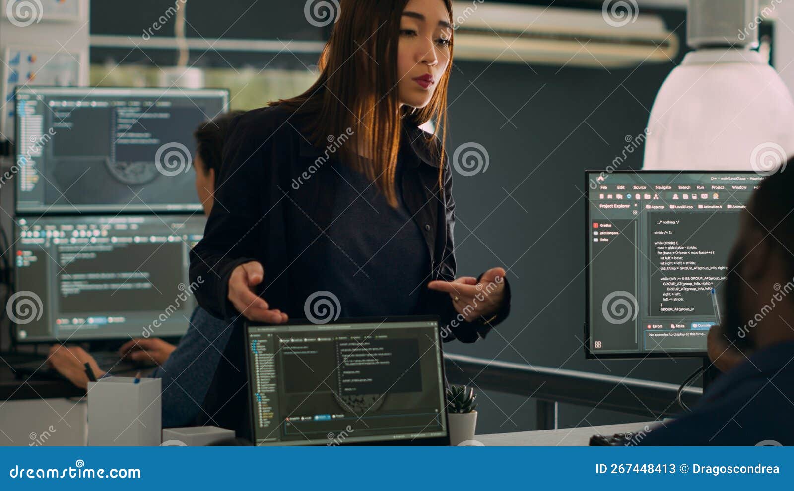 Programmers Collaborating on Group Project Talking about Coding ...