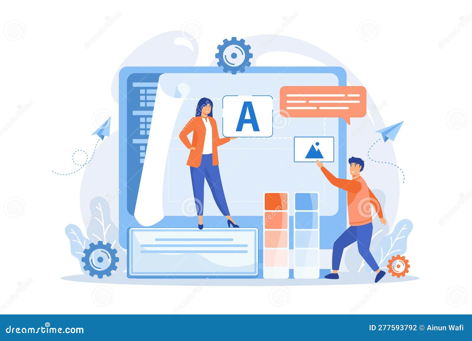 Programmers at Computer Using Low Code Platform on Computer, Tiny People. Low Code Development ...