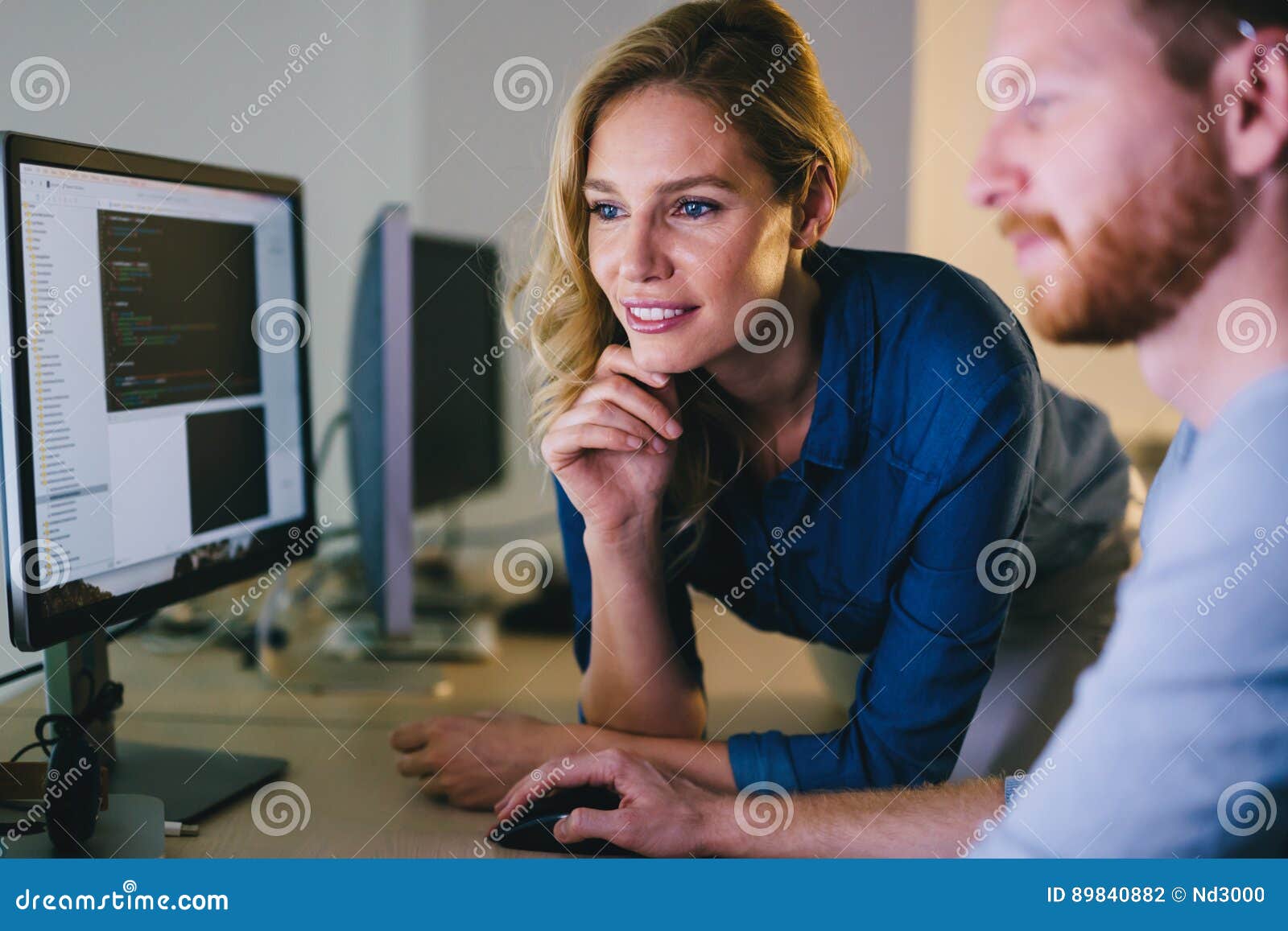 Programmers Cooperating at Information Technology Company Stock Photo - Image of businesswoman ...