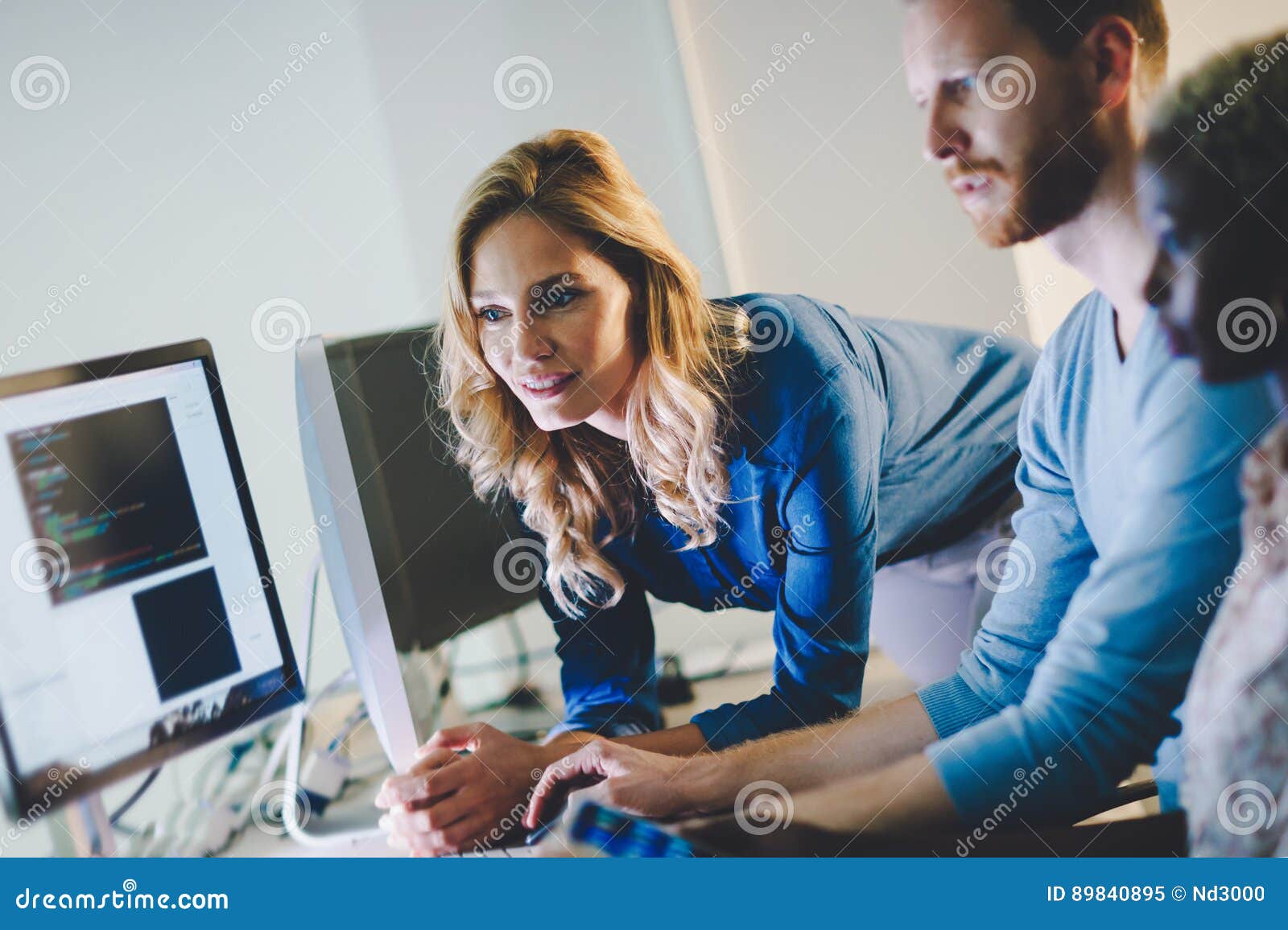 Programmers Cooperating at Information Technology Company Stock Image - Image of information ...
