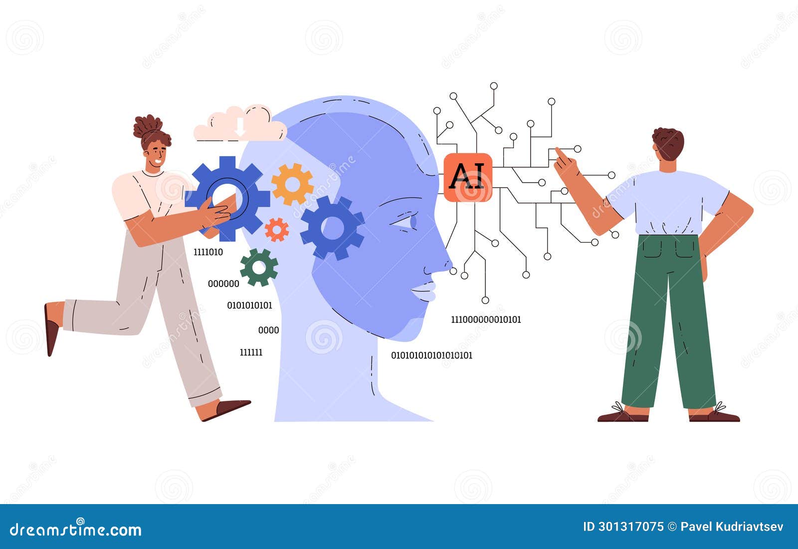 Programmers Developing AI or Artificial Intelligence, Flat Vector Isolated. Stock Vector ...