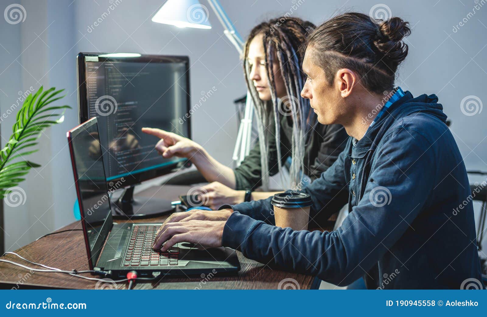 Programmers Are Developing Software By Working With Software Code Together Modern Job Of Web Ux