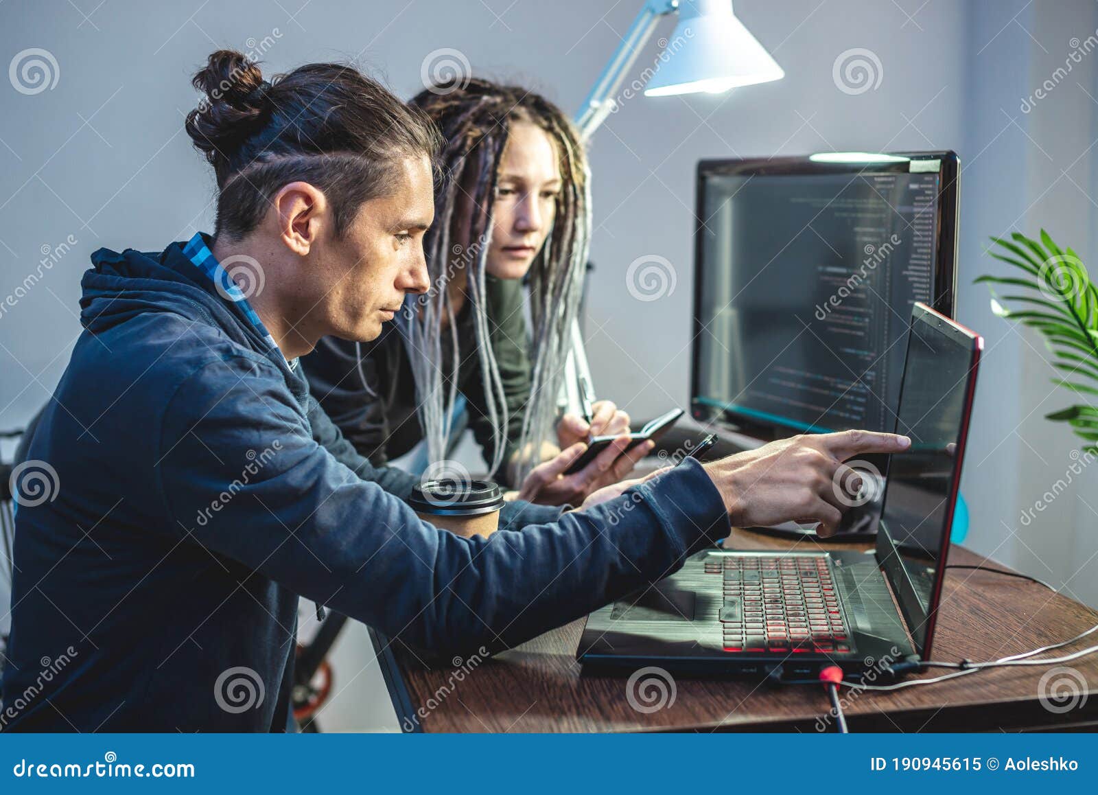 Programmers Are Developing Software By Working With Software Code Together Modern Job Of Web Ux