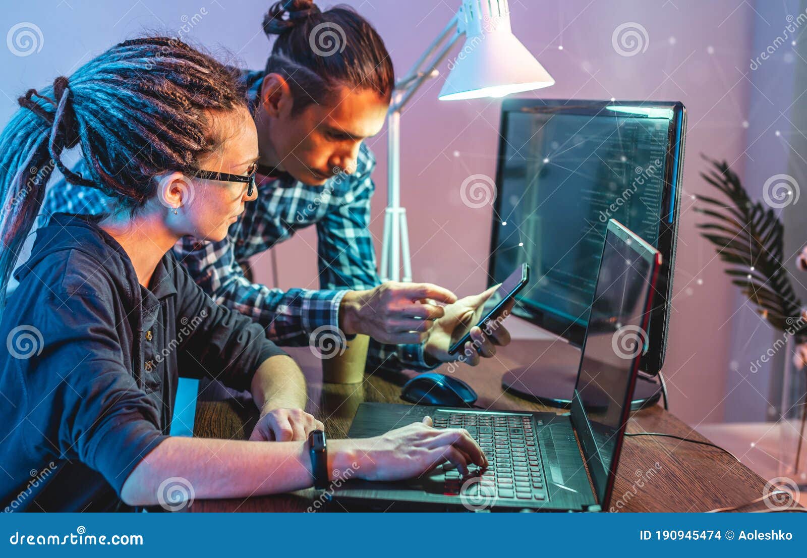 Programmers Are Developing Software By Working With Software Code Together Modern Job Of Web Ux