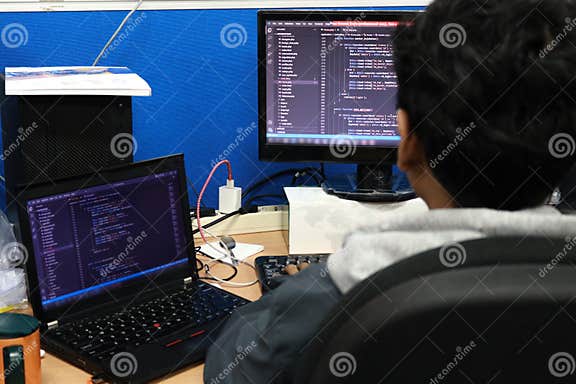 Programmers are Doing Their Work in Front of a Computer Stock Photo ...