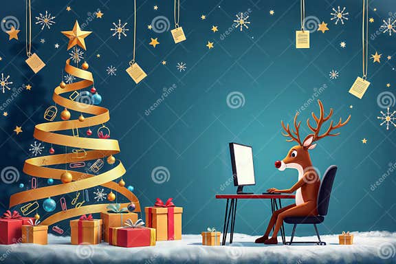 Coding Creatures: Reindeers Digital Delight, Generative Ai Stock Illustration - Illustration of ...