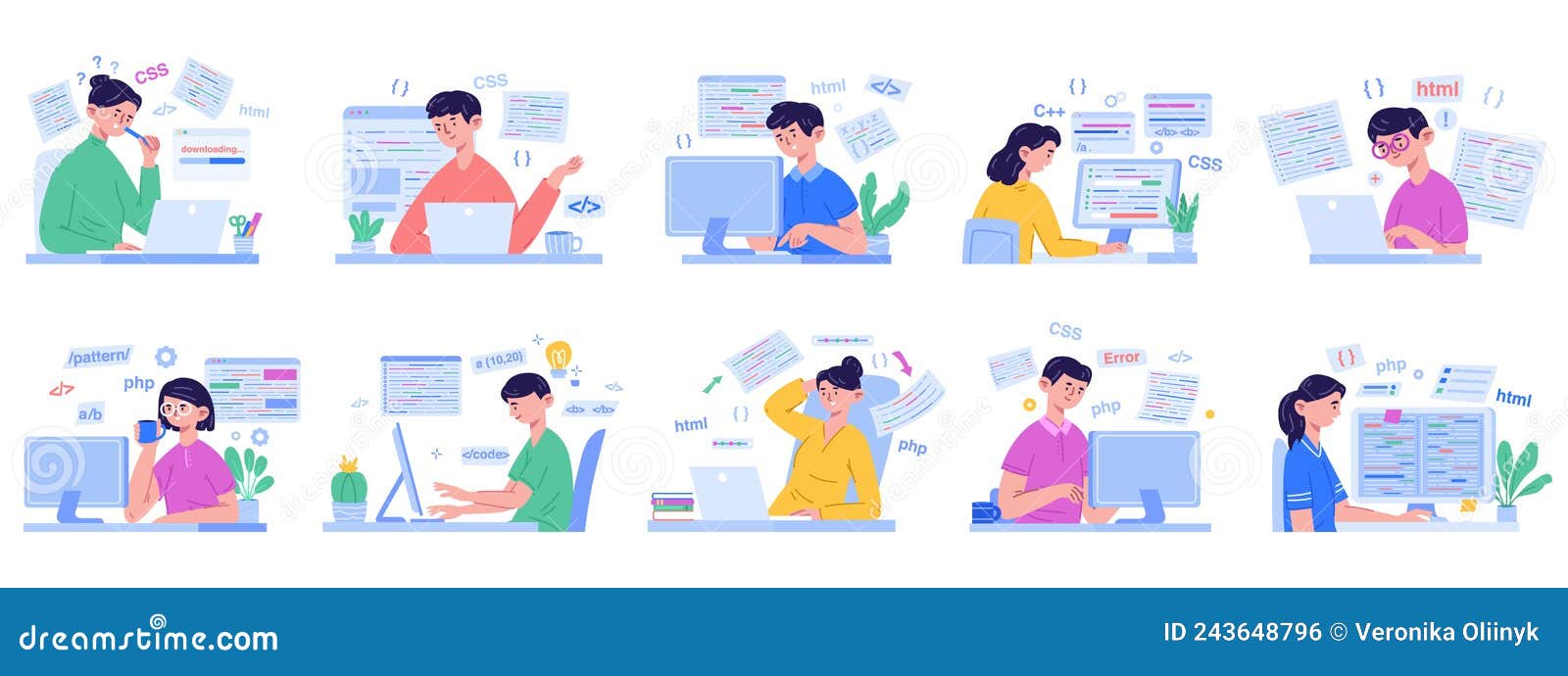 Programmers, Software Developers, Code Engineer Characters. Human ...