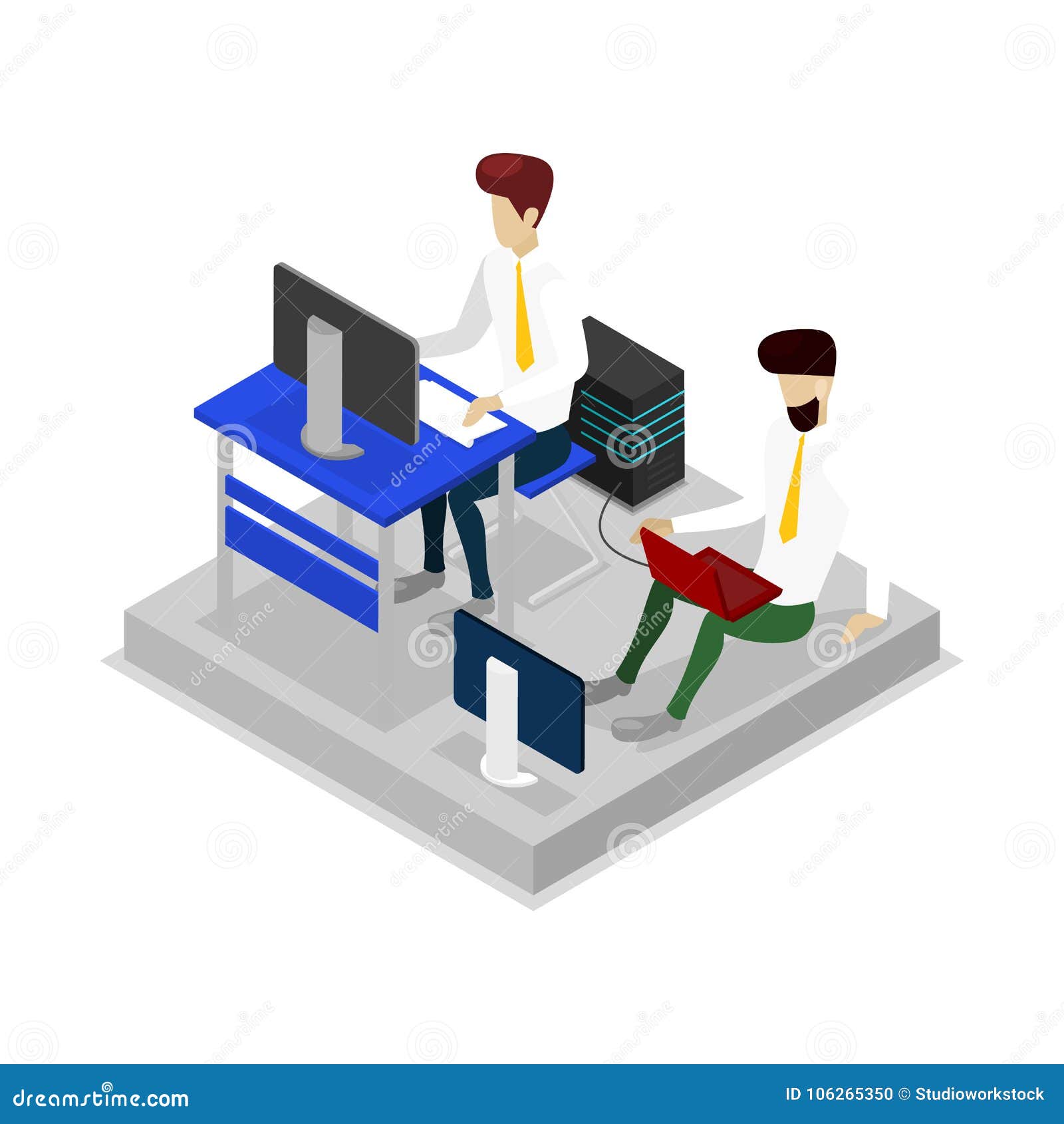 Programmers Work on Computers Icon Stock Vector - Illustration of isometric, coding: 106265350