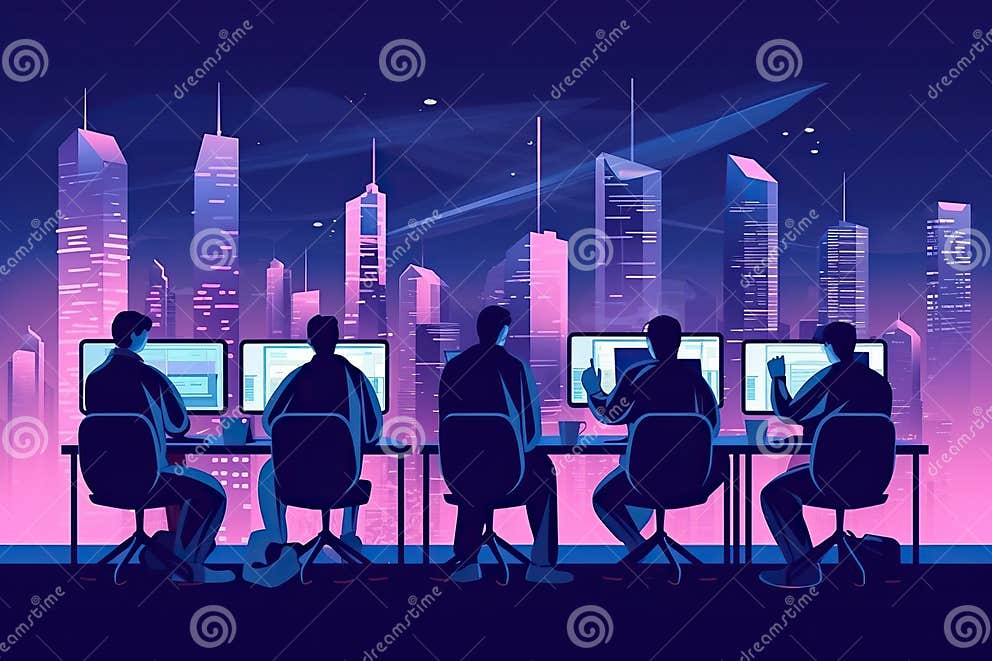 Programmers Work in an Office in a Big City. Office Workers, Designers ...