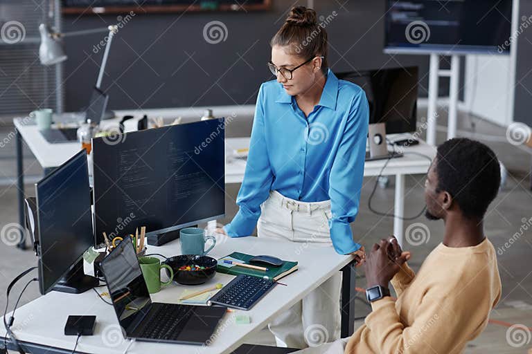 Programmers Working with Computer Codes in Team Stock Photo - Image of ...