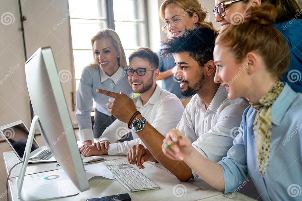 Programmers Working in a Software Developing Company Office. Business ...