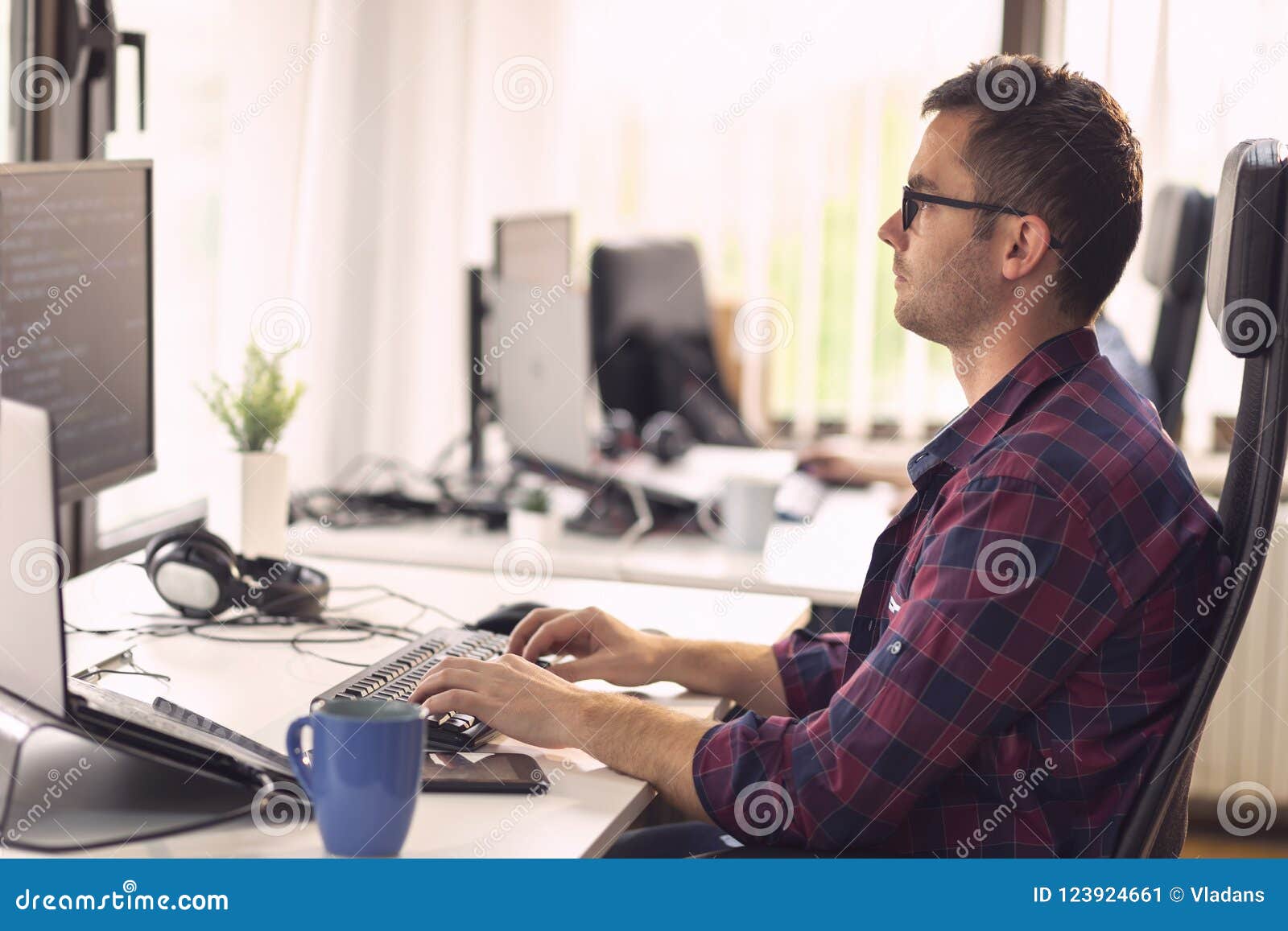 Programmers working stock image. Image of company, networking - 123924661