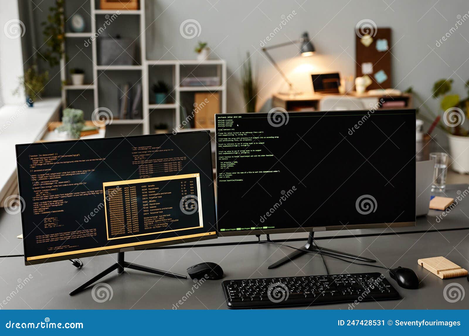 Programmers Workplace in Office Stock Image - Image of indoors, career: 247428531