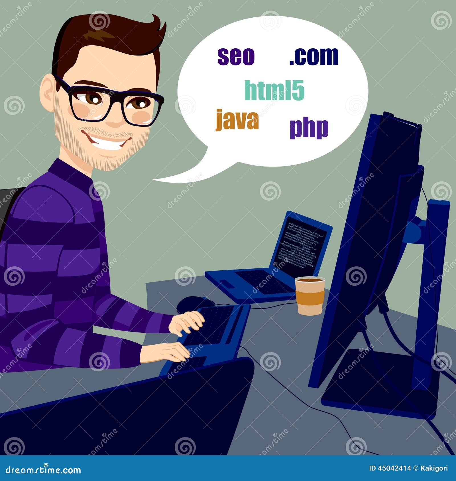 Programmeur Man Working illustration de vecteur. Illustration du ...