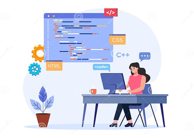 Programmeur Ou Développeur Créer Un Langage De Programmation De Code. Php Html C Css Js ...