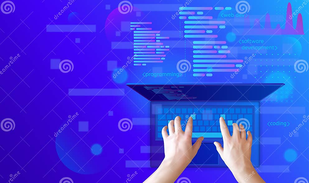 Programmeur Travaillant Sur Un Clavier D'ordinateur Portable. Ingénieur Logiciel écrire Un Code ...