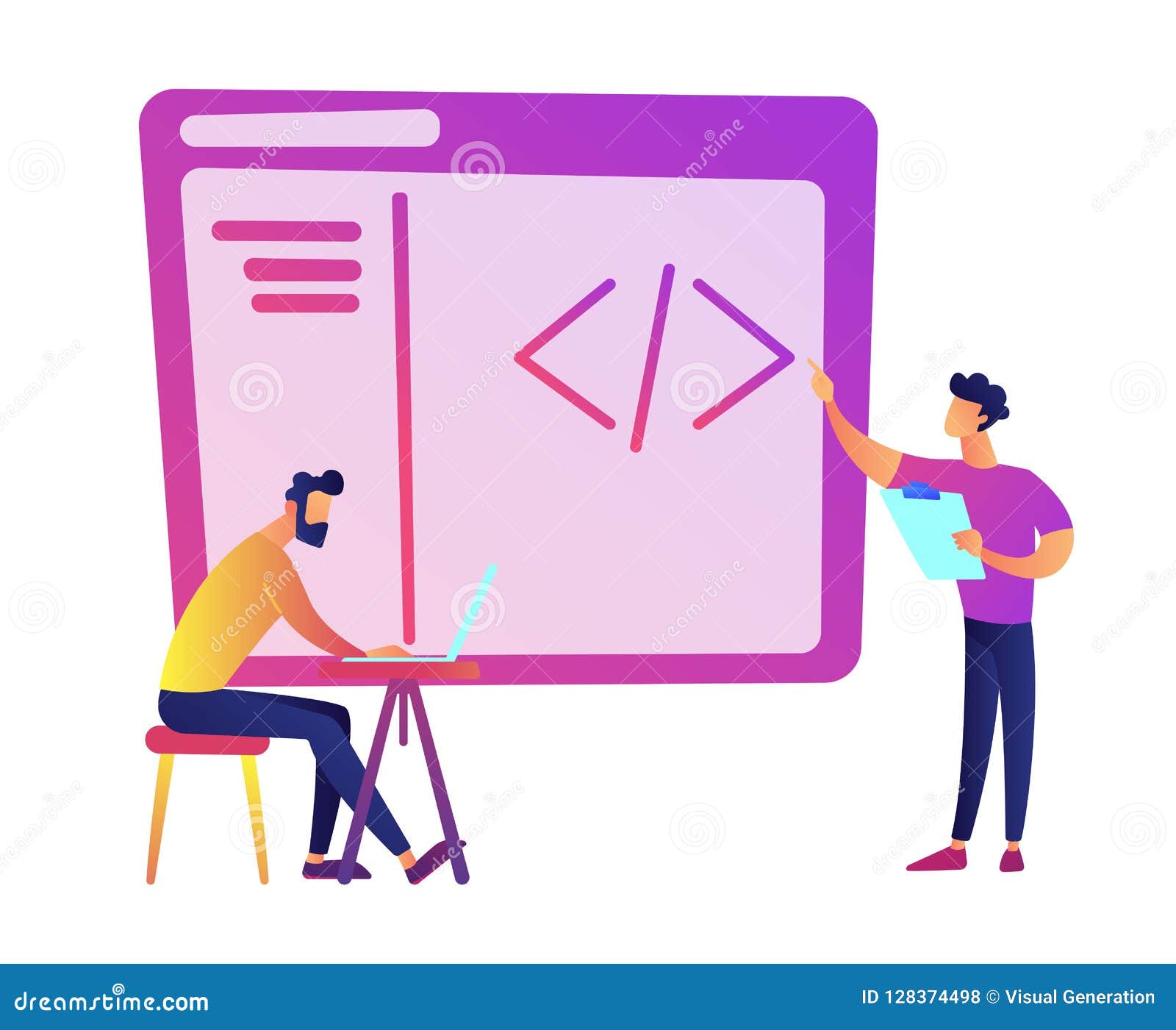 Programmeurs Avec L'illustration De Vecteur De Codage D'ordinateur ...