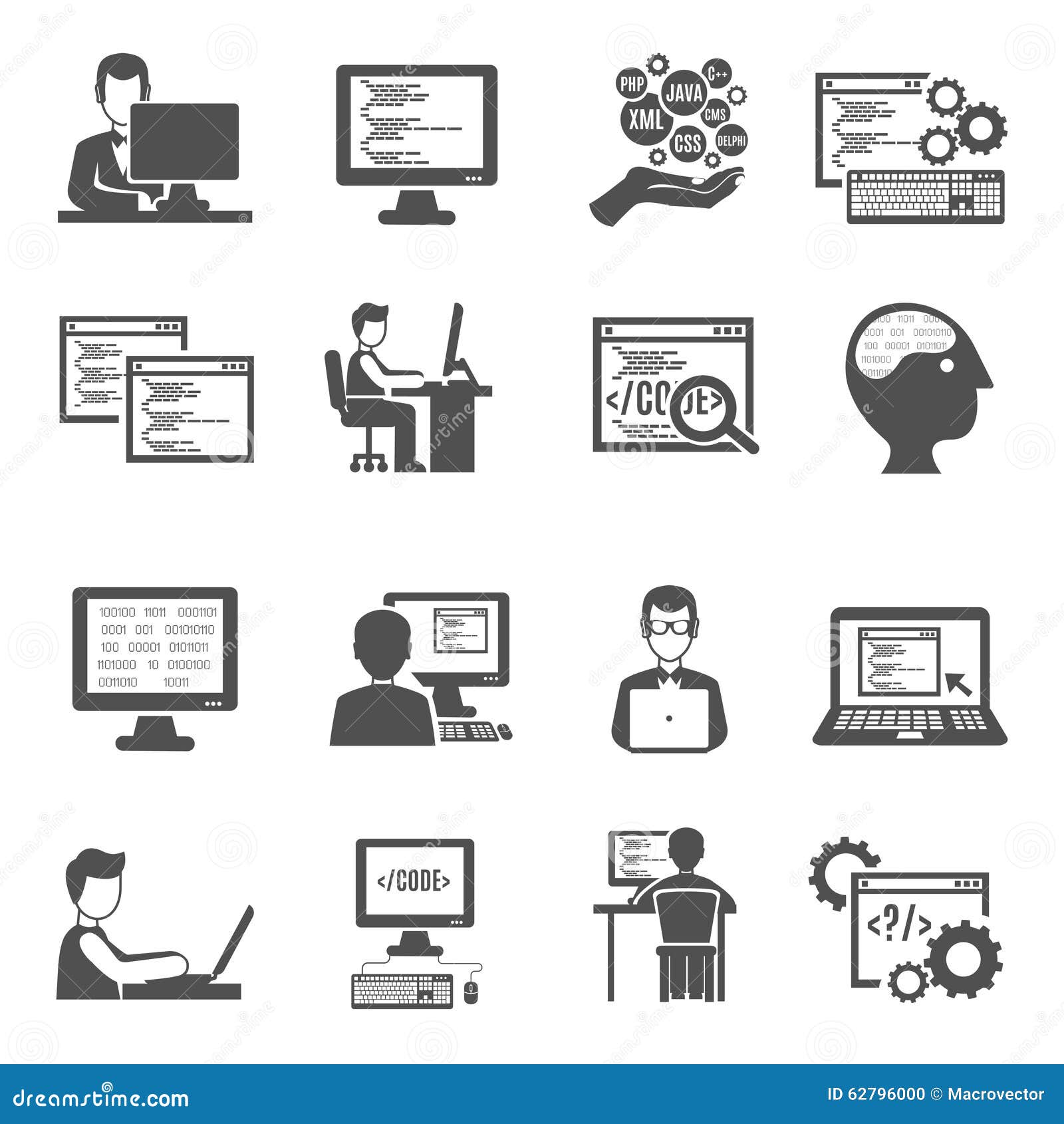 Programmierer Icons Set vektor abbildung. Illustration von ikonen ...