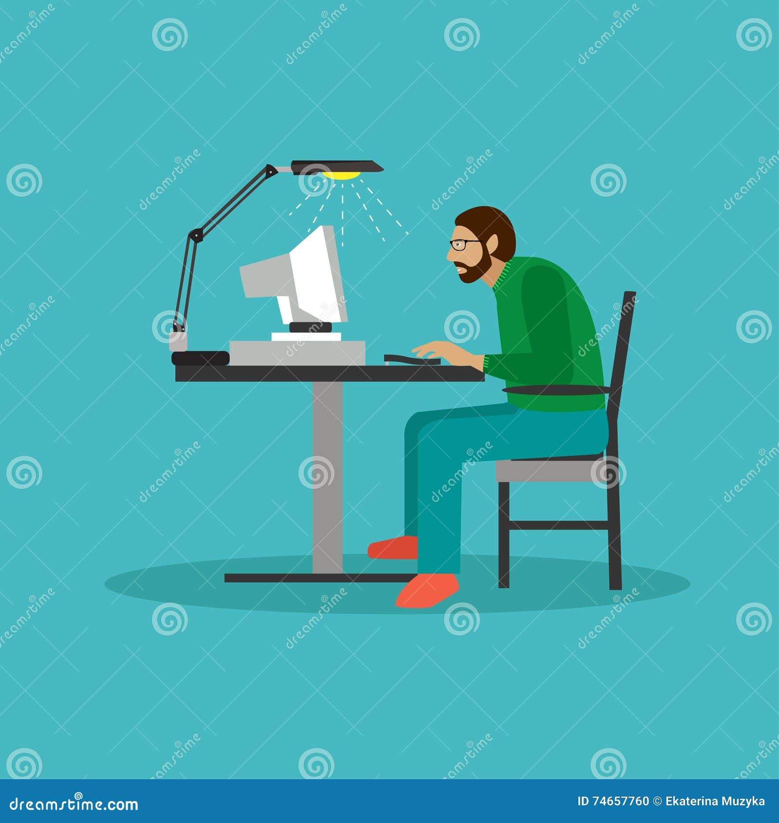 Programmierer Sitzen Auf Einem Stuhl Und Dem Arbeiten Mit Computer ...