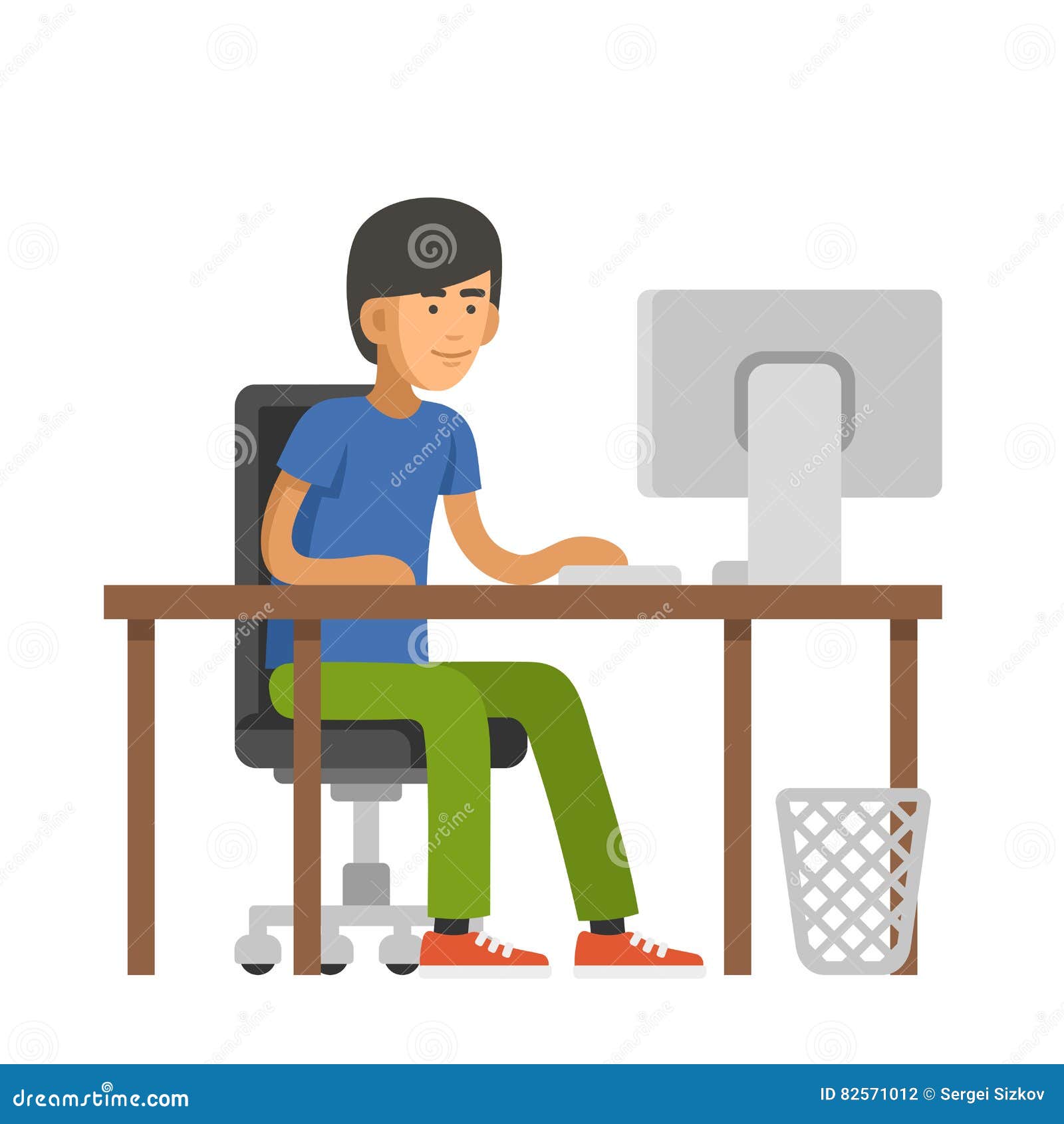 Programmierer Writes Code Für Einen Computer Junger Mann, Der am ...