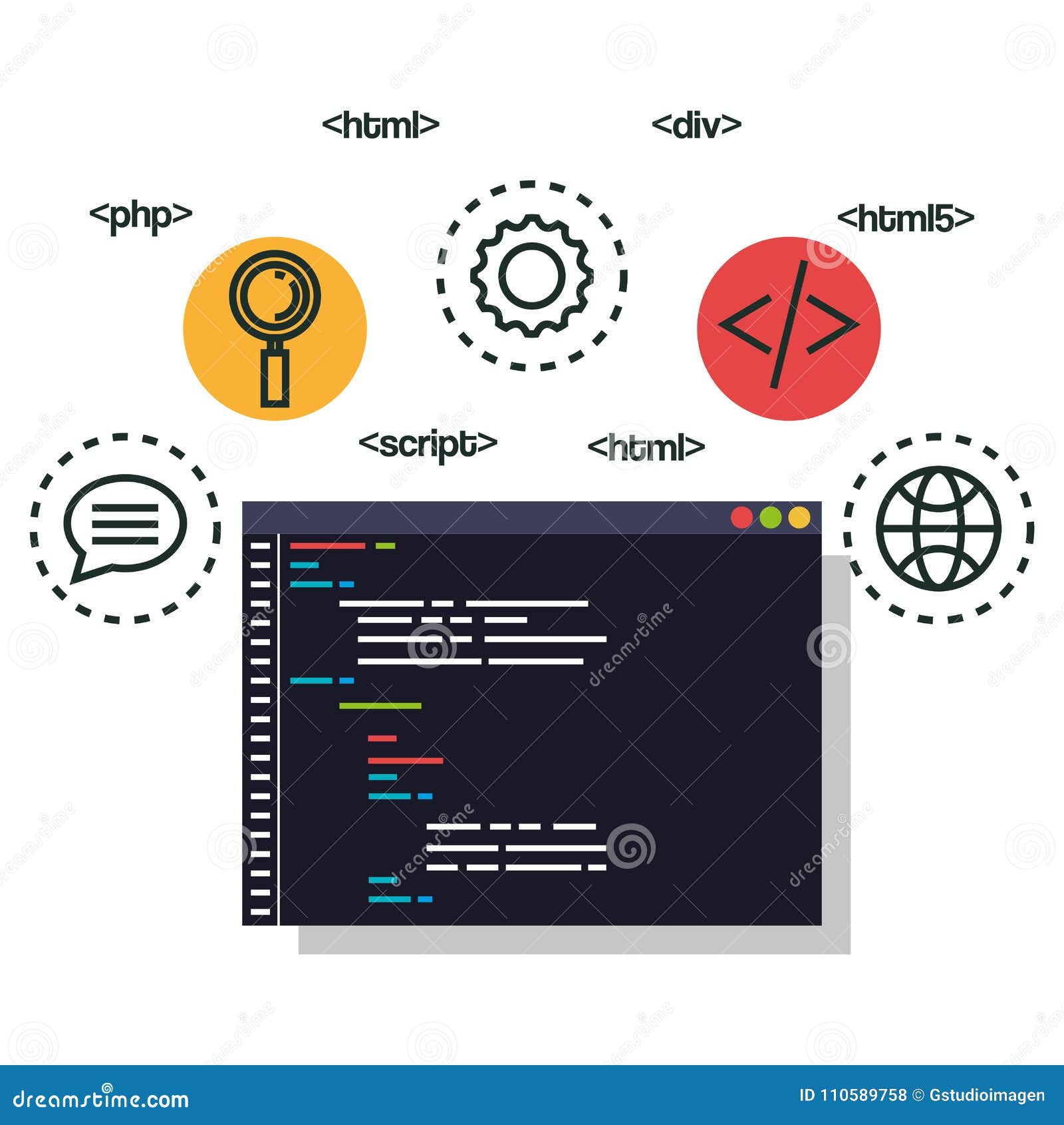 Programmiersprachen Stellten Ikonen Ein Vektor Abbildung - Illustration ...