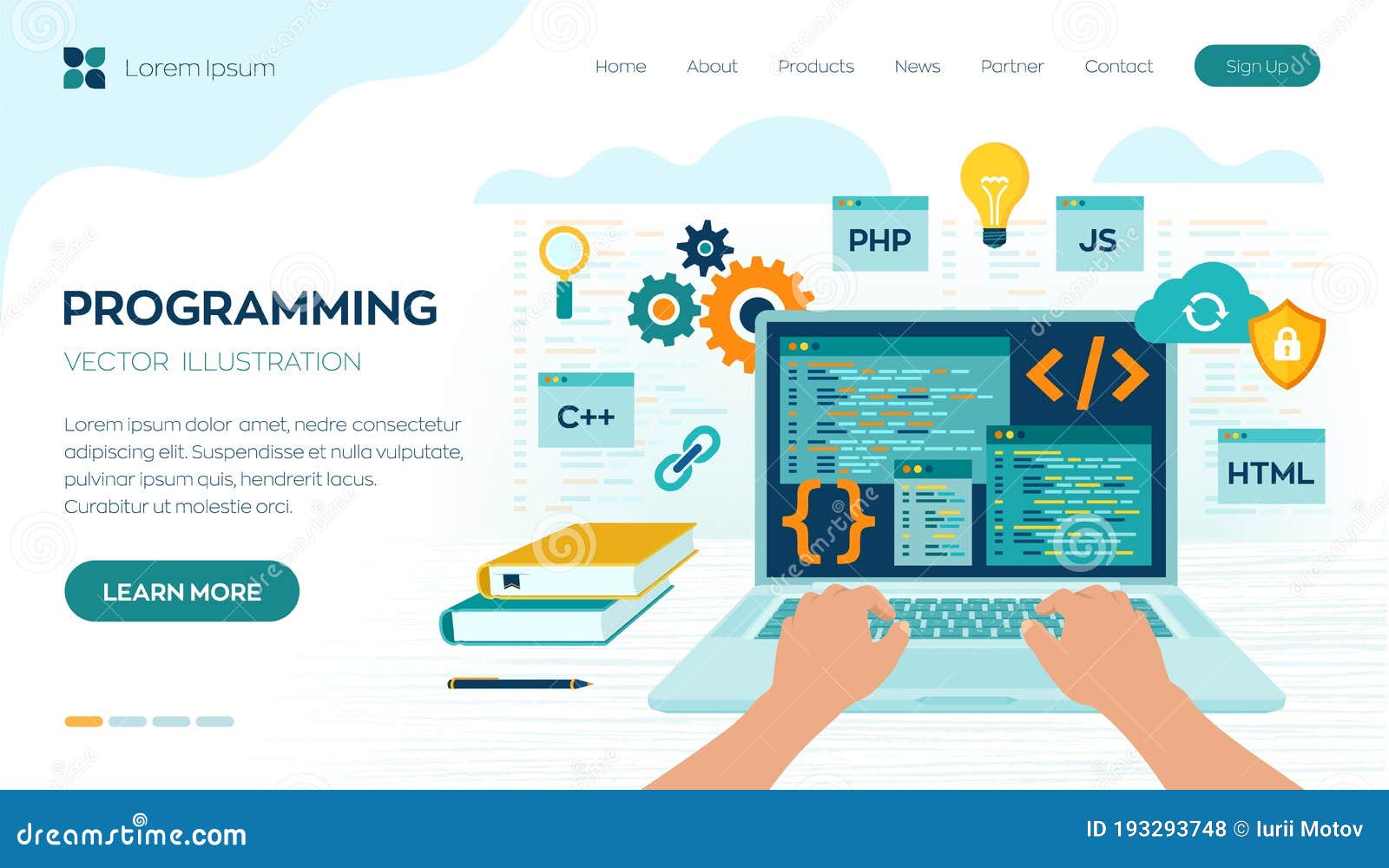 Programming Banner, Coding, Best Programming Languages. Development and Software Concept Stock ...