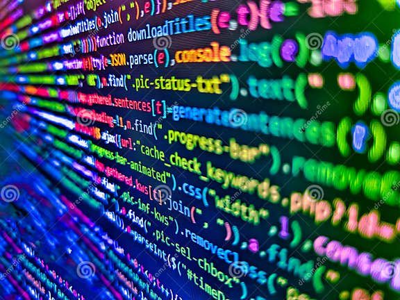 Programming Code Abstract Background Screen Of Software Closeup Of Java Script Php Code On