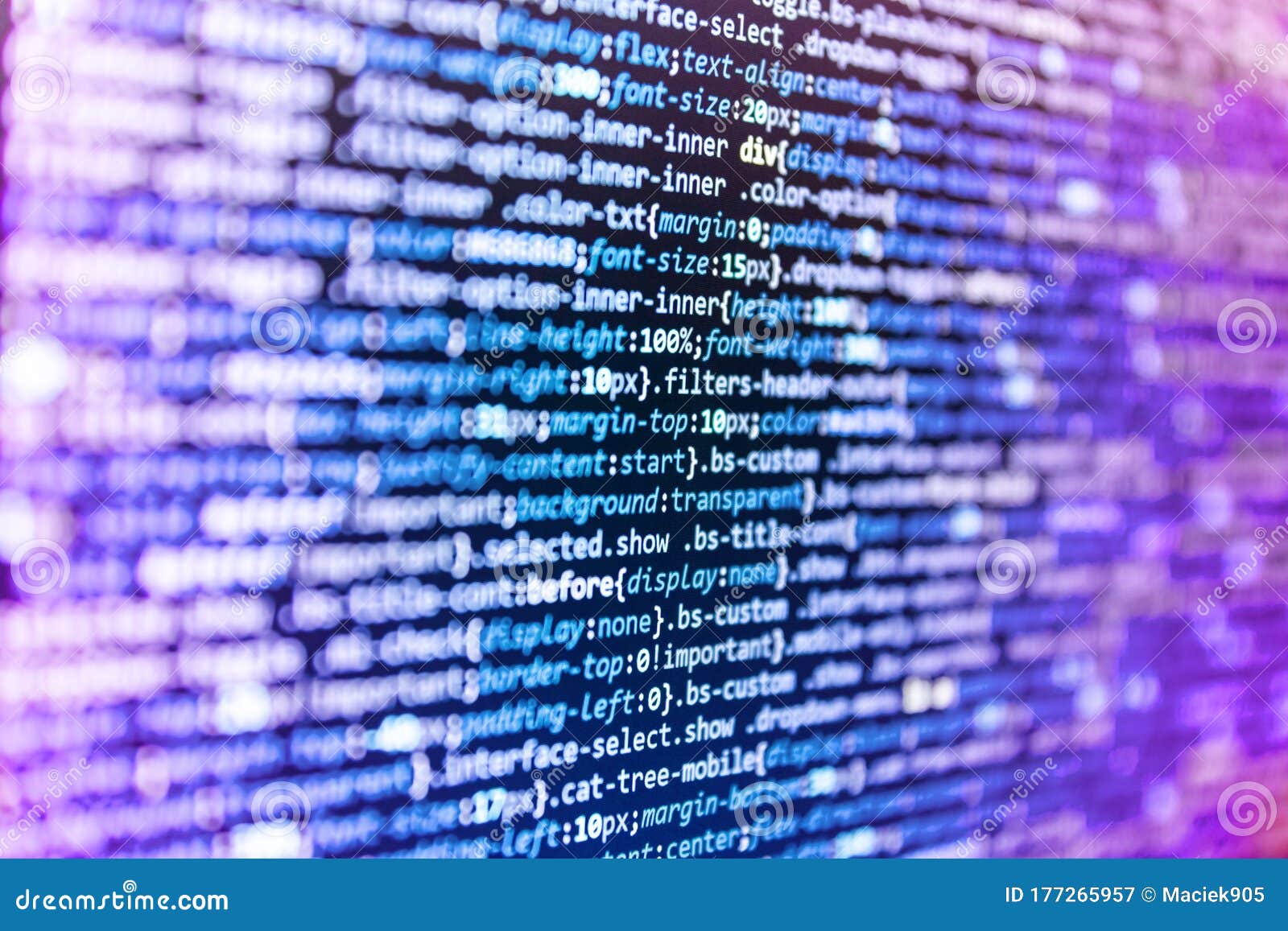 Programming Code Abstract Screen Of Software Developer Closeup Of Web Code On Computer Led