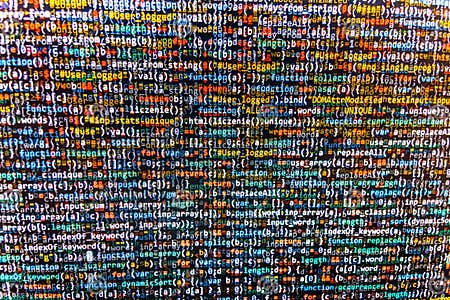 Programming Code Abstract Screen of Software Developer. Stock Photo ...