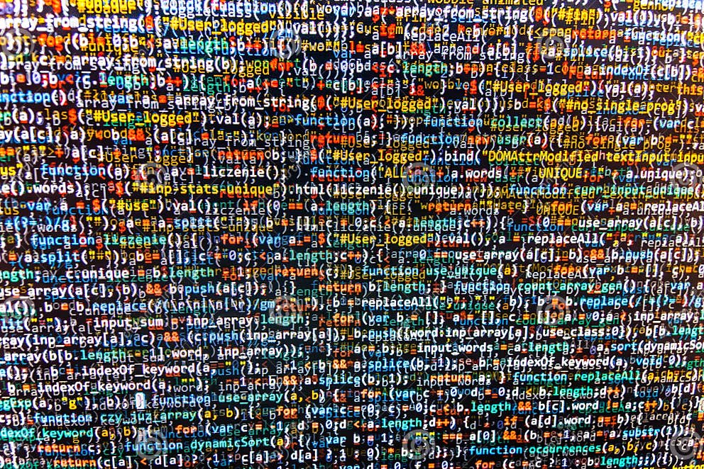 Programming Code Abstract Screen of Software Developer. Stock Photo ...