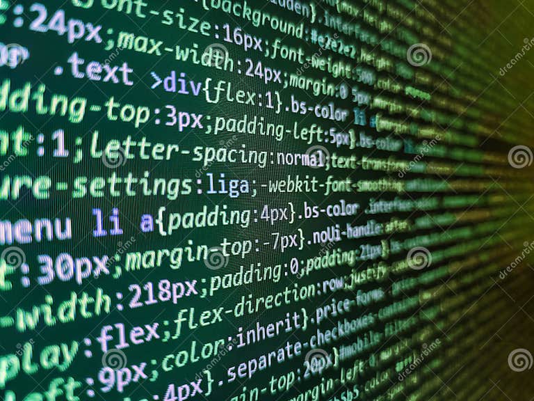 Programming Code Abstract Screen of Software Developer. Web Developer Programmer Monitor Screen ...