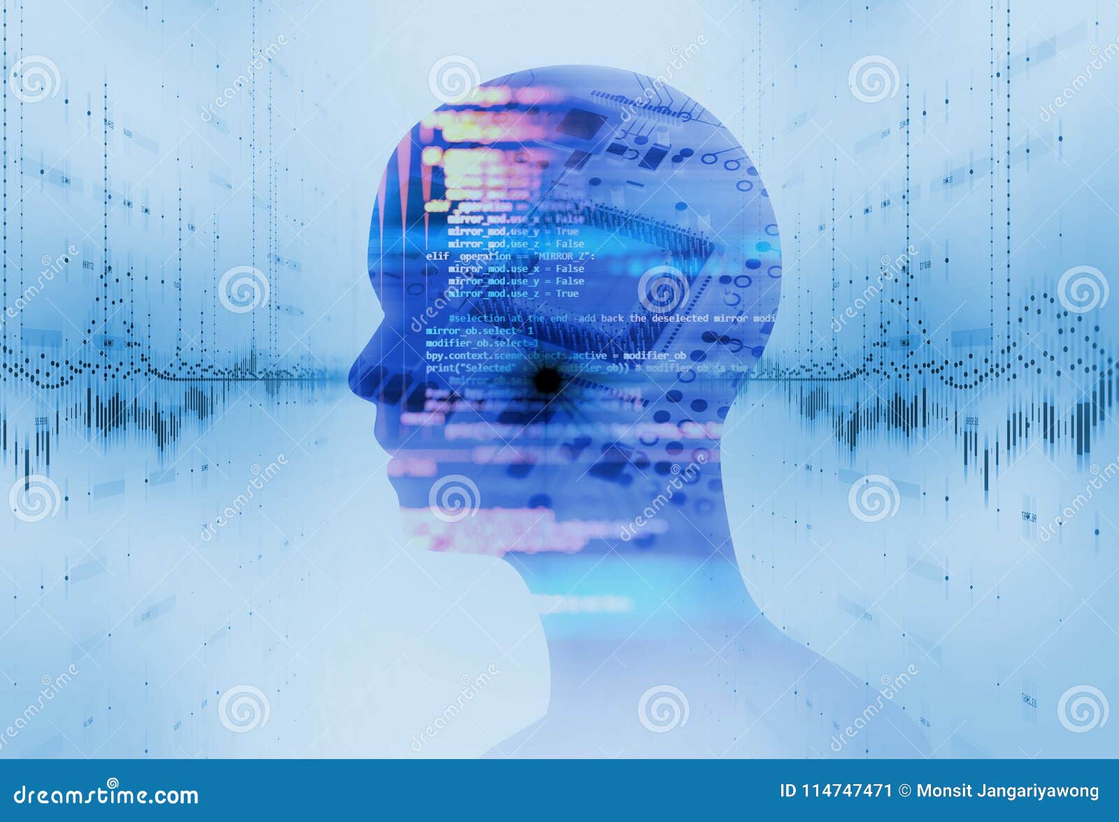 Silhouette Of Virtual Human On Digital World Map 3dillustration ...