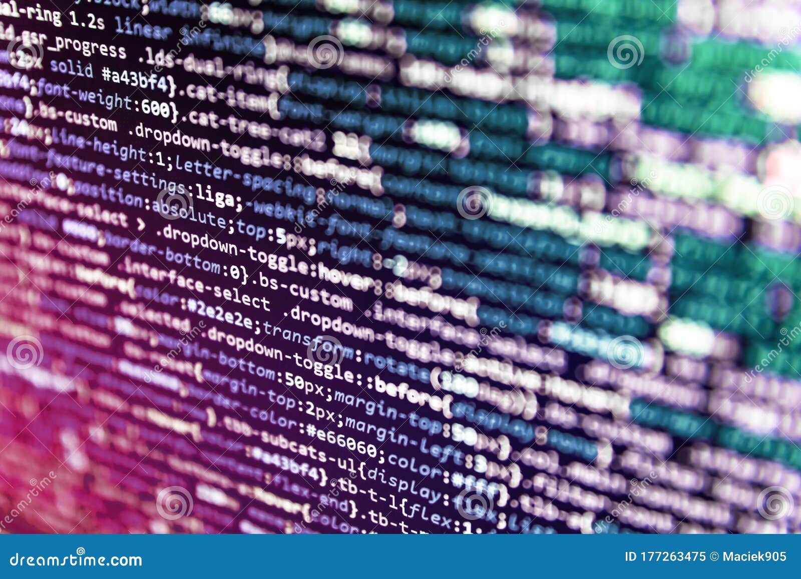 It Coding On Monitor Screen Html Markup Language Closeup Programming Code Close Up Of Script