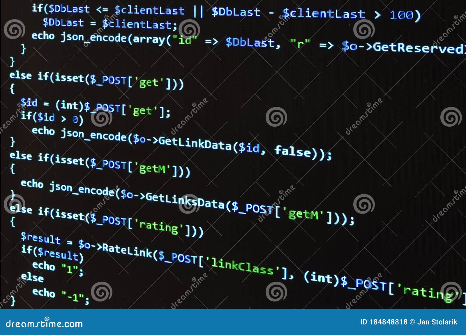 Programming Code on Black Screen, Blue Text Stock Photo - Image of ...