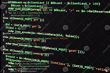 Programming Code on Black Screen, Green Text Stock Photo - Image of ...