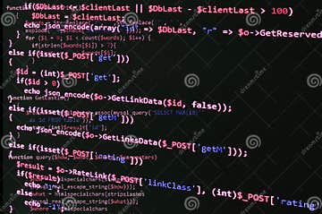 Programming Code on Black Screen, Red Text Stock Photo - Image of ...