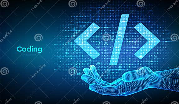 Programming Code Coding Or Hacker Sign Programming Code Icon Made With Binary Code In 