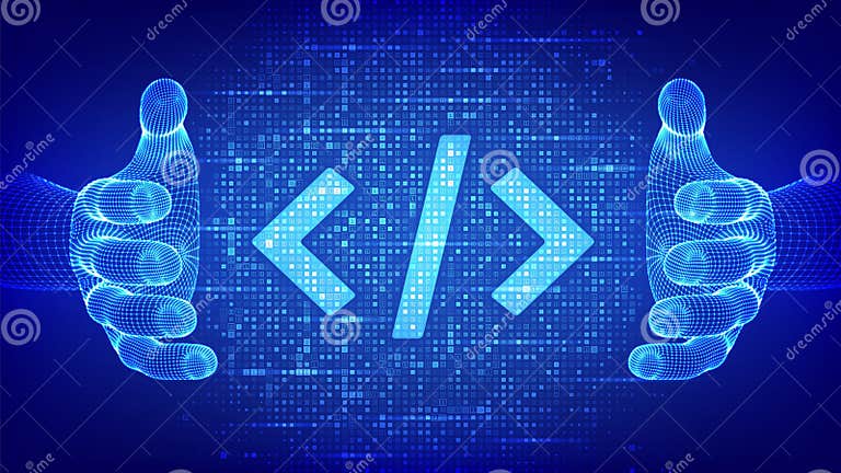Programming Code Coding Or Hacker Sign Programming Code Icon Made With Binary Code In 4641