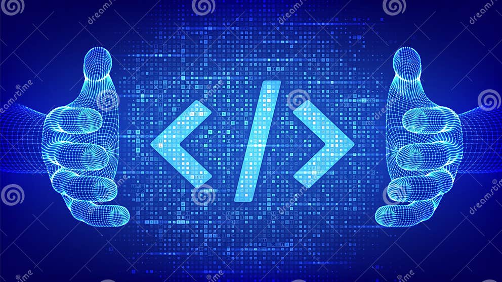 Programming Code Coding Or Hacker Sign Programming Code Icon Made With Binary Code In 2381