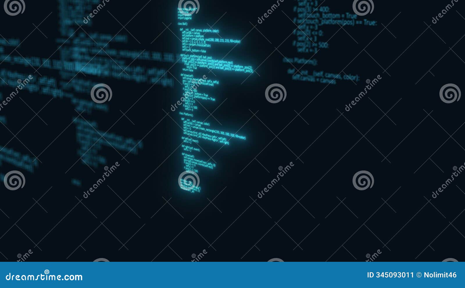 Blue programming code stock illustration. Illustration of business - 345093011