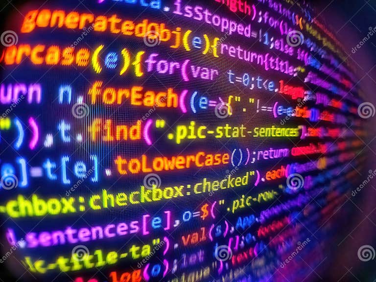 Programming Code on Computer Screen. Programmer Occupation. Computer Source Code Programmer ...
