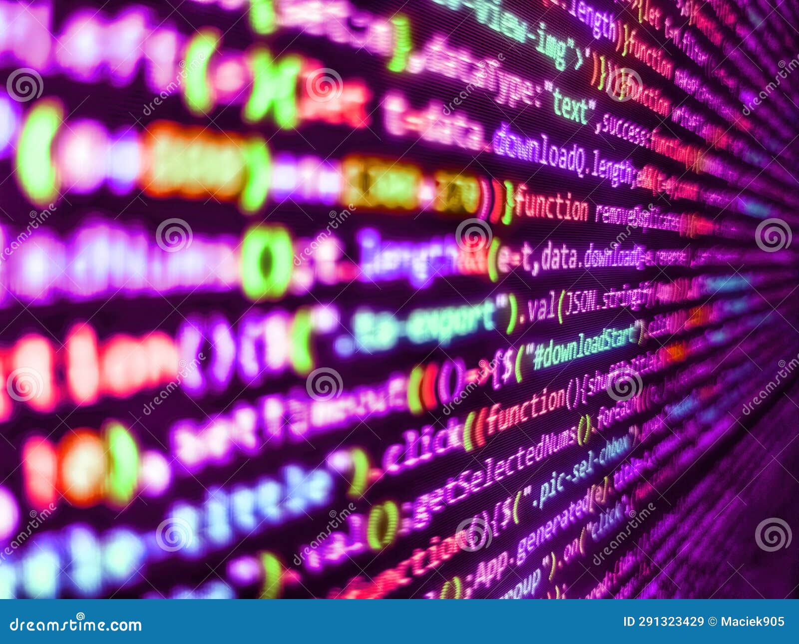 Programming Code On Computer Screen Template Of Website Selective
