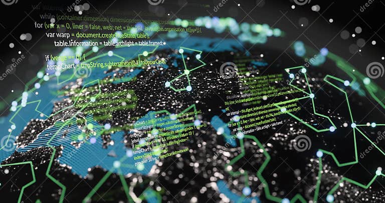 Programming Code and Data Flow Image Over Digital Network Connections Stock Image - Image of ...