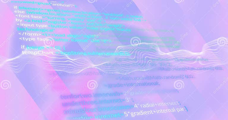 Programming Code and Data Wave Image Over Abstract Purple Background ...
