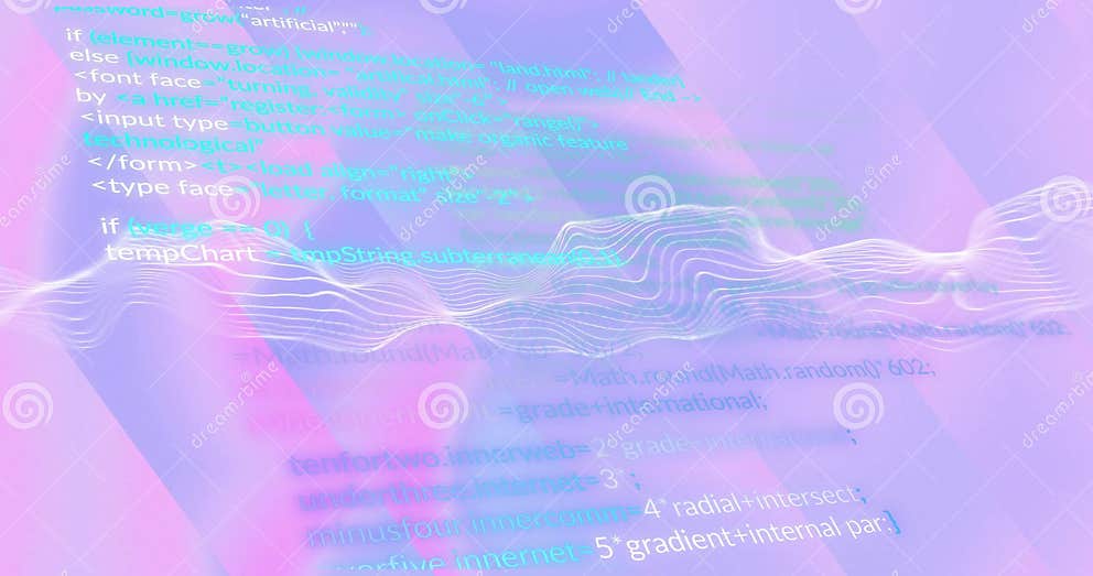 Programming Code and Data Wave Image Over Abstract Purple Background Stock Photo - Image of ...