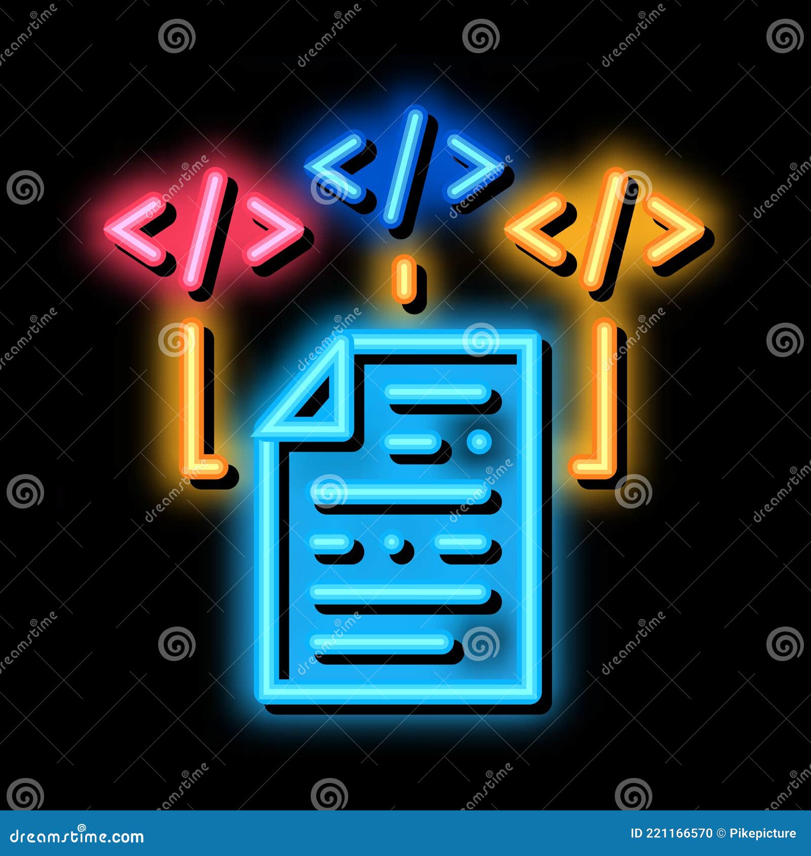 Programming Code File Neon Glow Icon Illustration Stock Vector ...